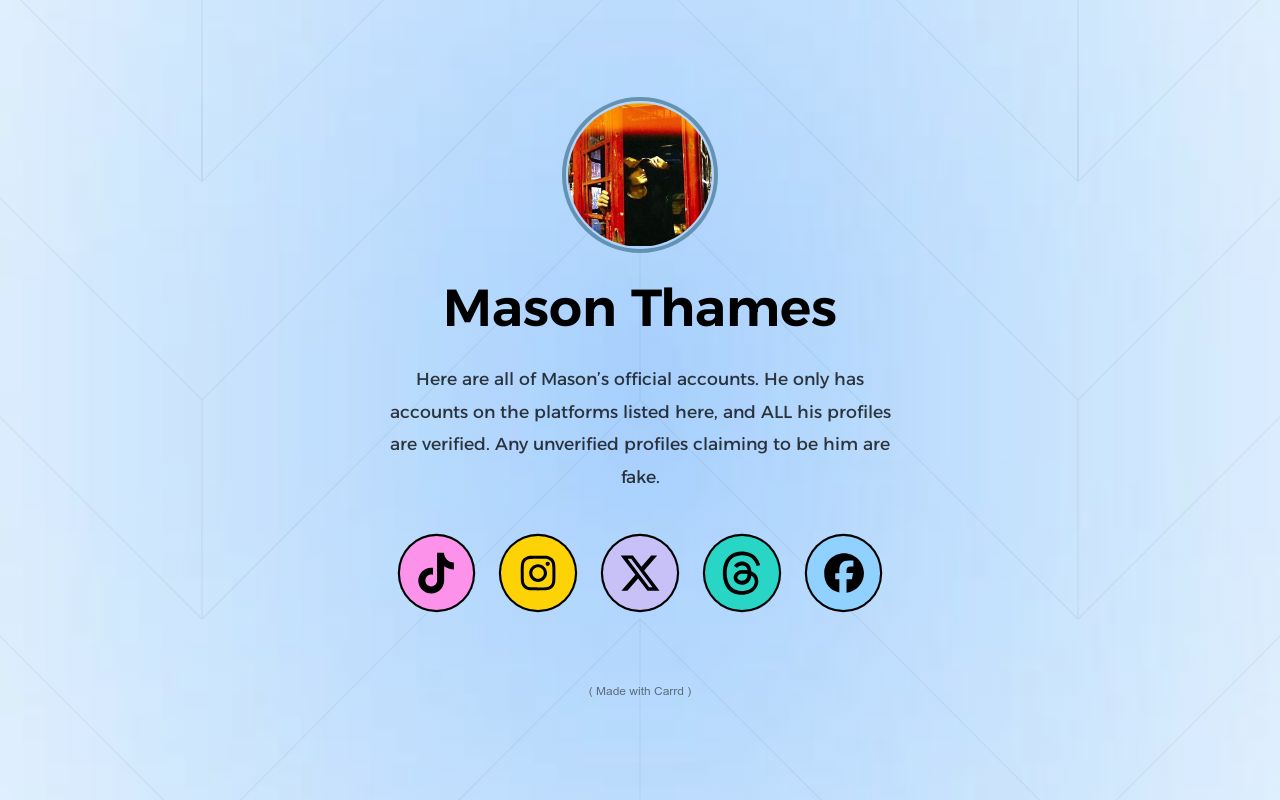 Mason’s official accounts